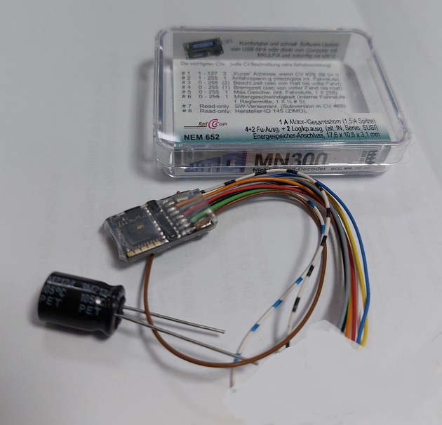Zimo MN300, Wired variant of the MN300, 11 connecting wires (2 x rail ...