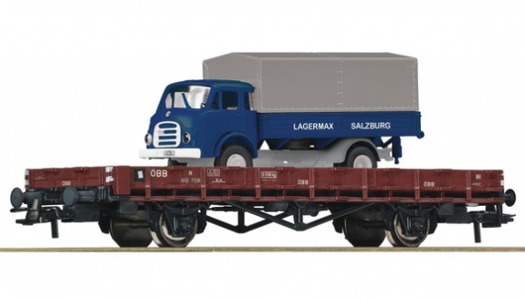 Roco 67269 Rungenwagen R der ÖBB mit Steyr 680 Lagermax